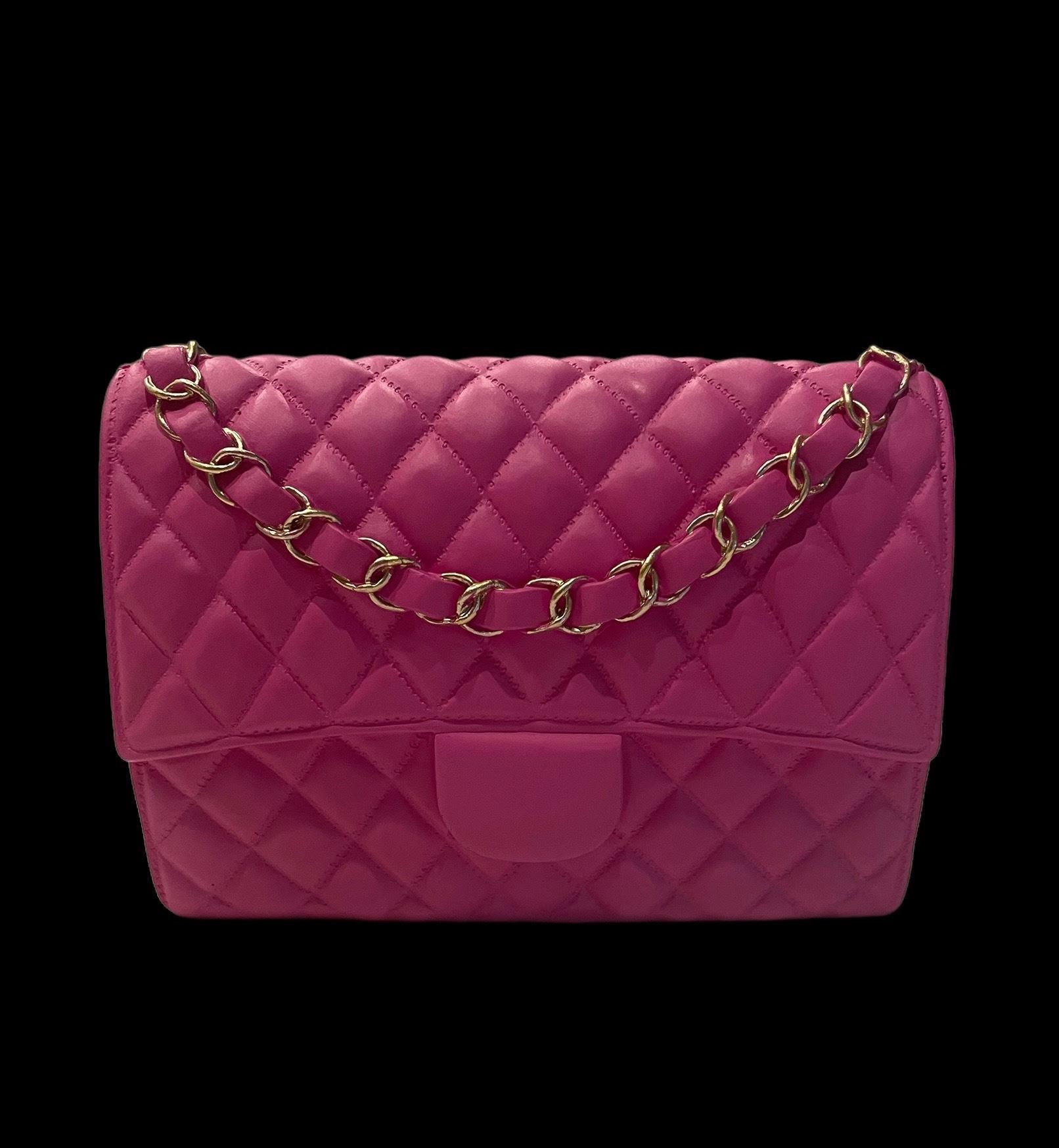 Elegant Cakery. Hot Pink Designer Handbag Cake Topper